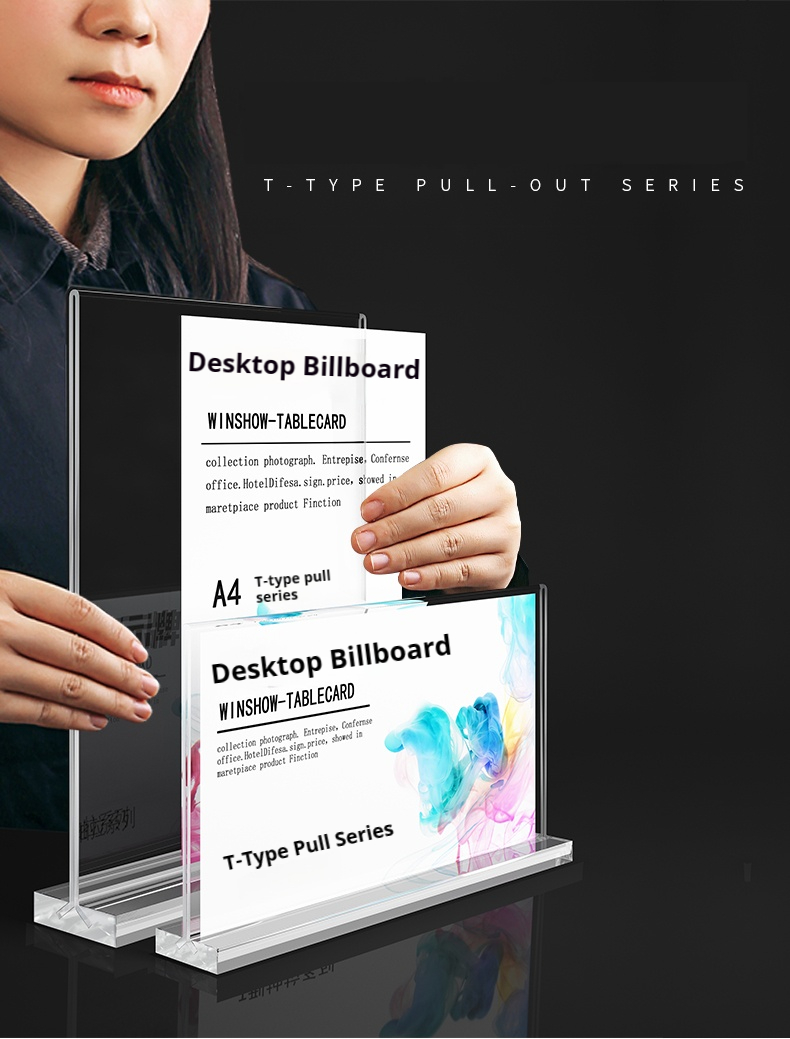 Acrylic Desktop Billboard A4/A6 Pull-Out Strong Magnetic Double-Sided ...