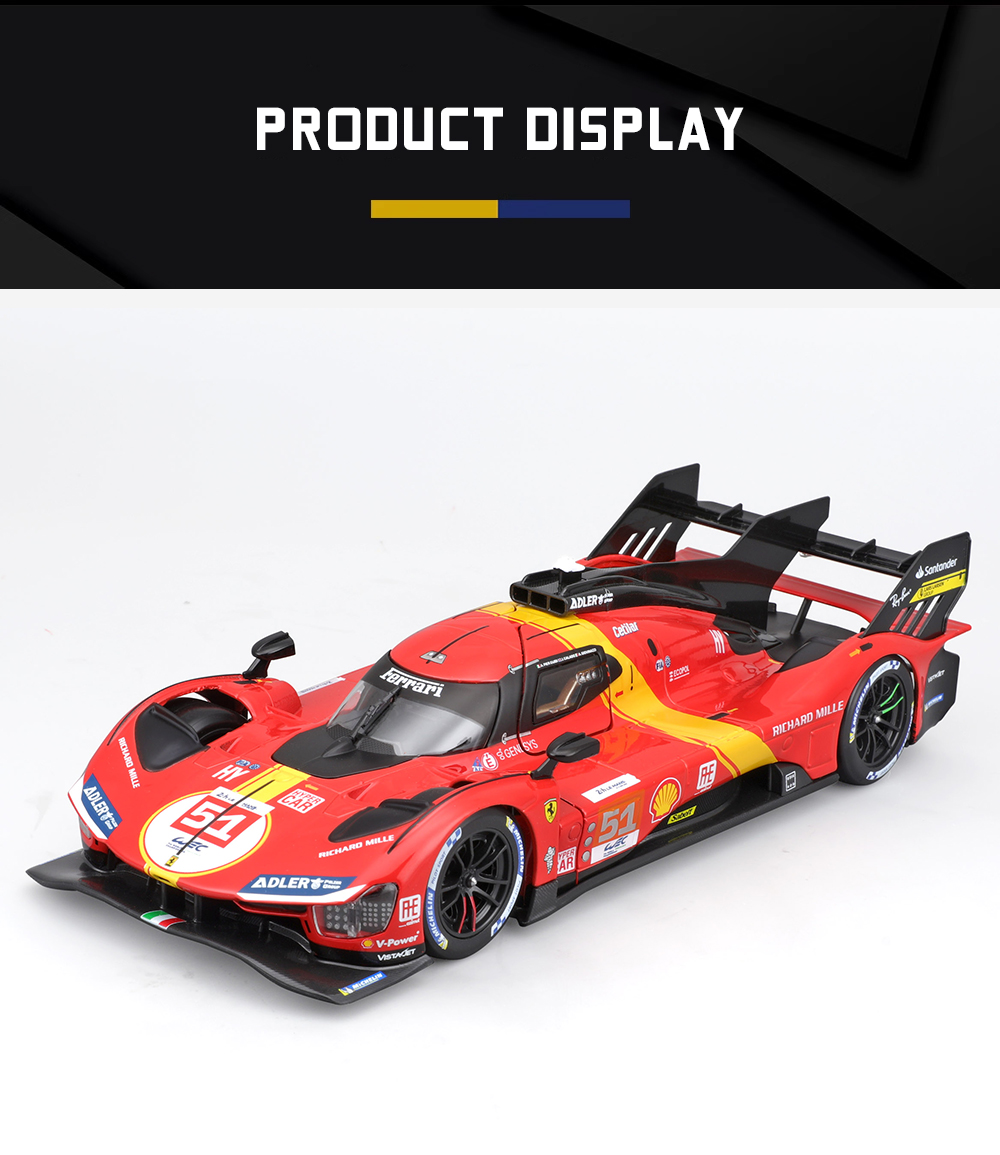Bburago 1:24 24H Le Mans Rally Ferrari 499P #51 Champion Diecast Model ...