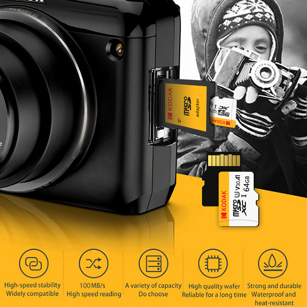 KODAK MicroSD Card Red Memory Card Class10 32GB 64GB 128GB 256GB U3 4K ...