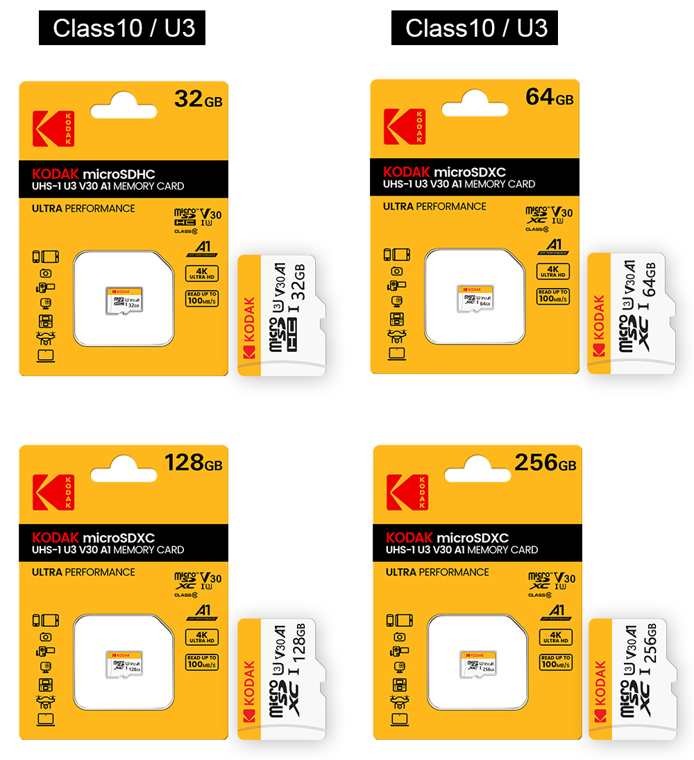 KODAK MicroSD Card Red Memory Card Class10 32GB 64GB 128GB 256GB U3 4K ...