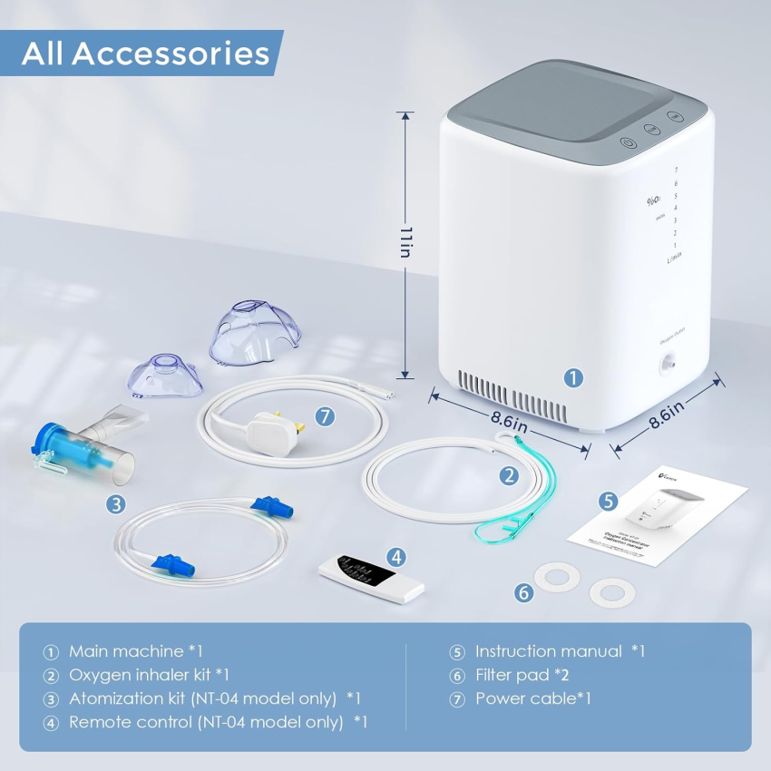 【Local Warehouse+COD】VARON 1-7L/Min Adjustable Oxygen Concentrator, 2 ...