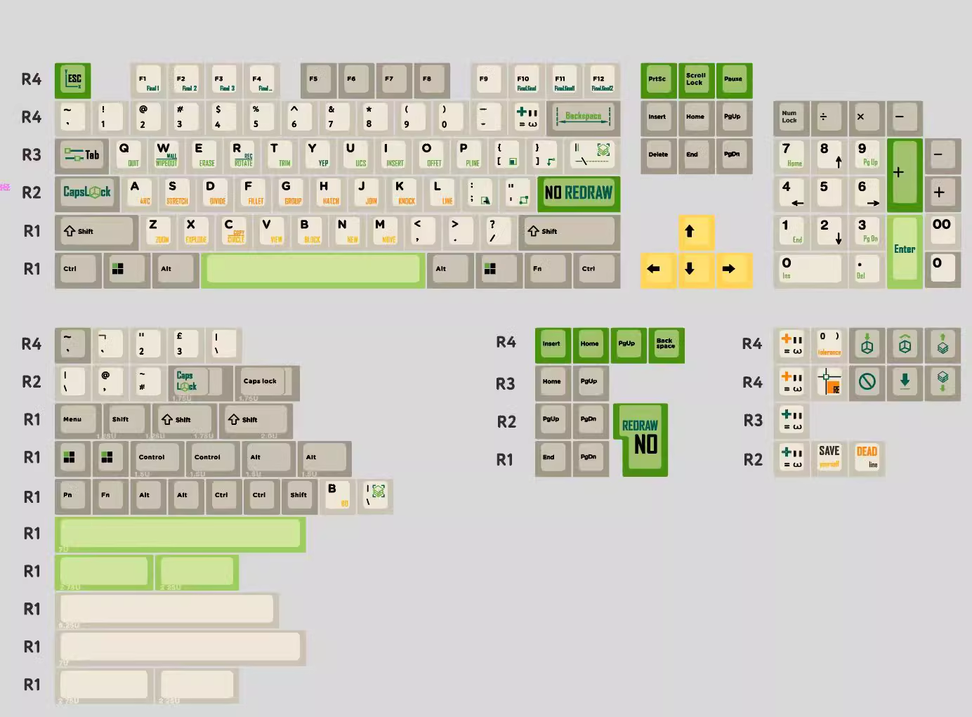 CAD NO REDRAW Keycap 168 Keys PBT Material Cherry Profile DYE-SUB ...