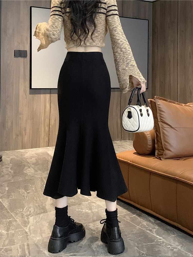 Lenbach Retro Fashion Women's Fishtail Long Skirt Hip Wrapped Sexy ...