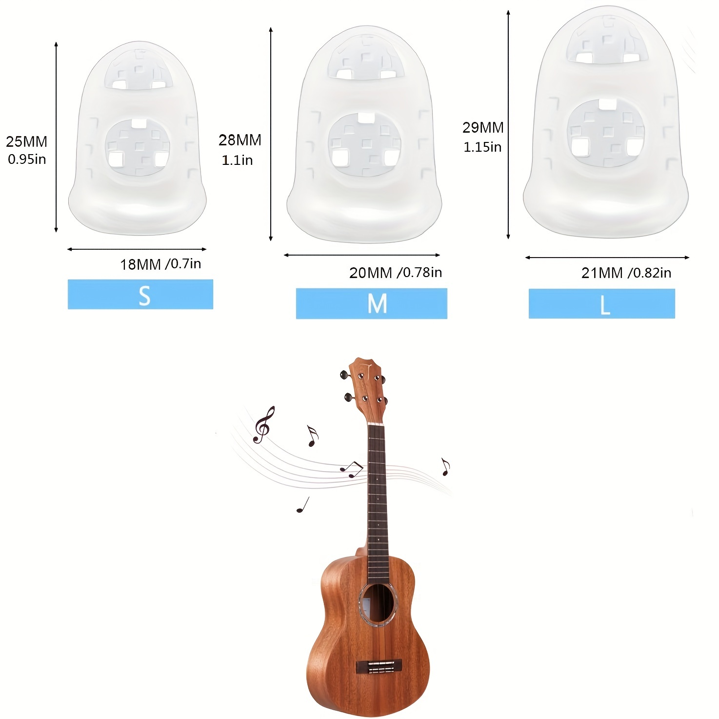 10pcs Guitar Silicone Guitar Fingertip Caps Covers Protector Finger ...