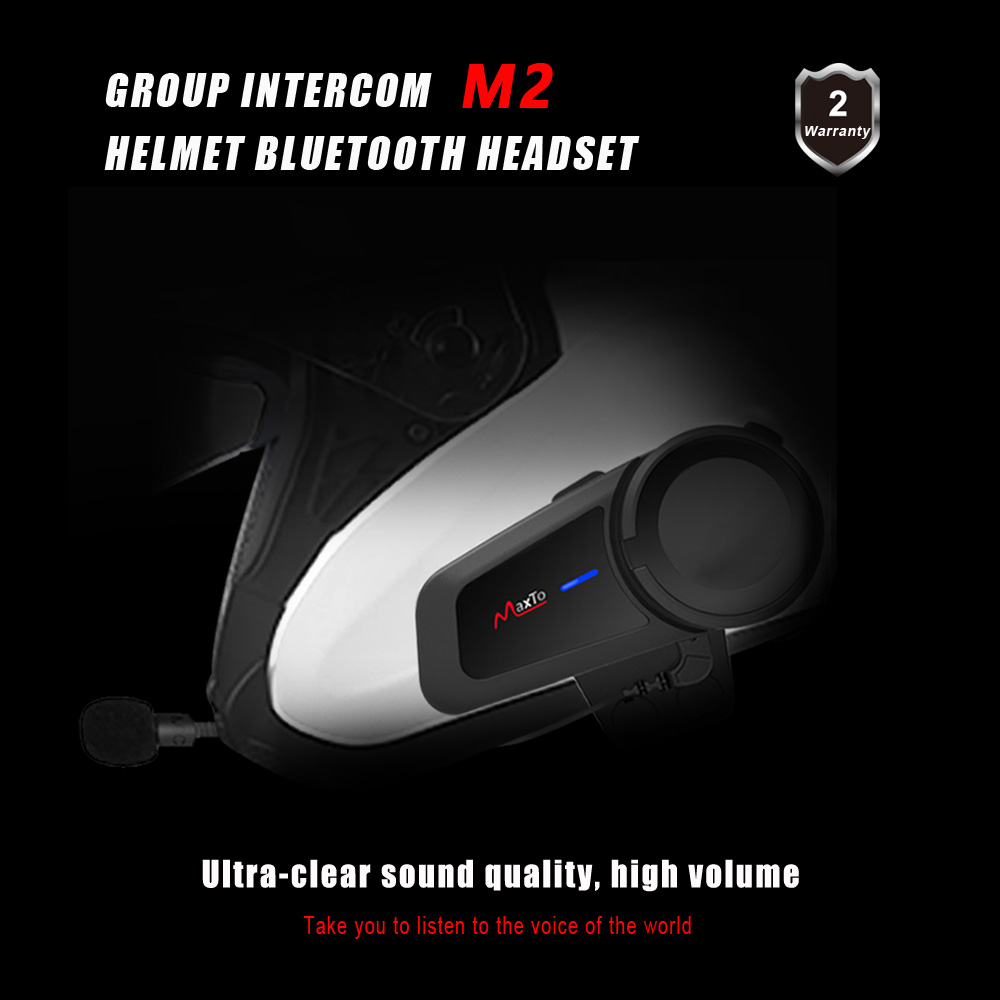 New Maxto M2 Motorcycle Intercom Universal Pairing Bluetooth 5.0 1KM ...