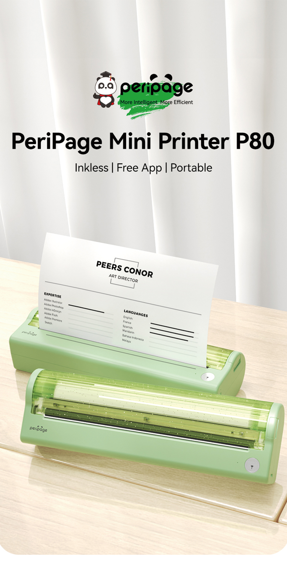 Peripage P80 Inkless A4 Thermal Printer File Image Label Web Office ...
