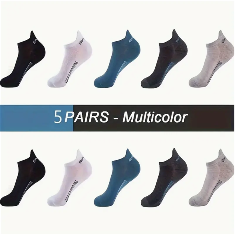 5-Pack Breathable Mesh Sports Socks - Low Cut No-Show with Reinforced ...