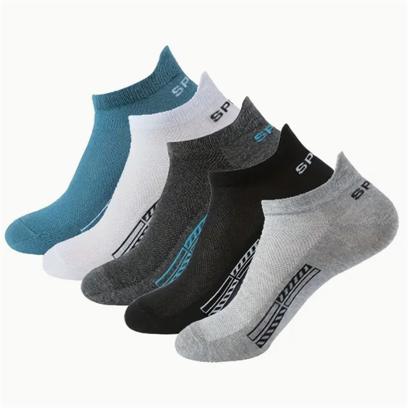 5-Pack Breathable Mesh Sports Socks - Low Cut No-Show with Reinforced ...
