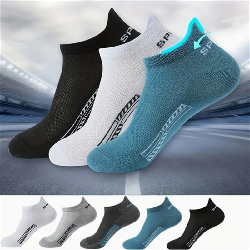 5-Pack Breathable Mesh Sports Socks - Low Cut No-Show with Reinforced ...