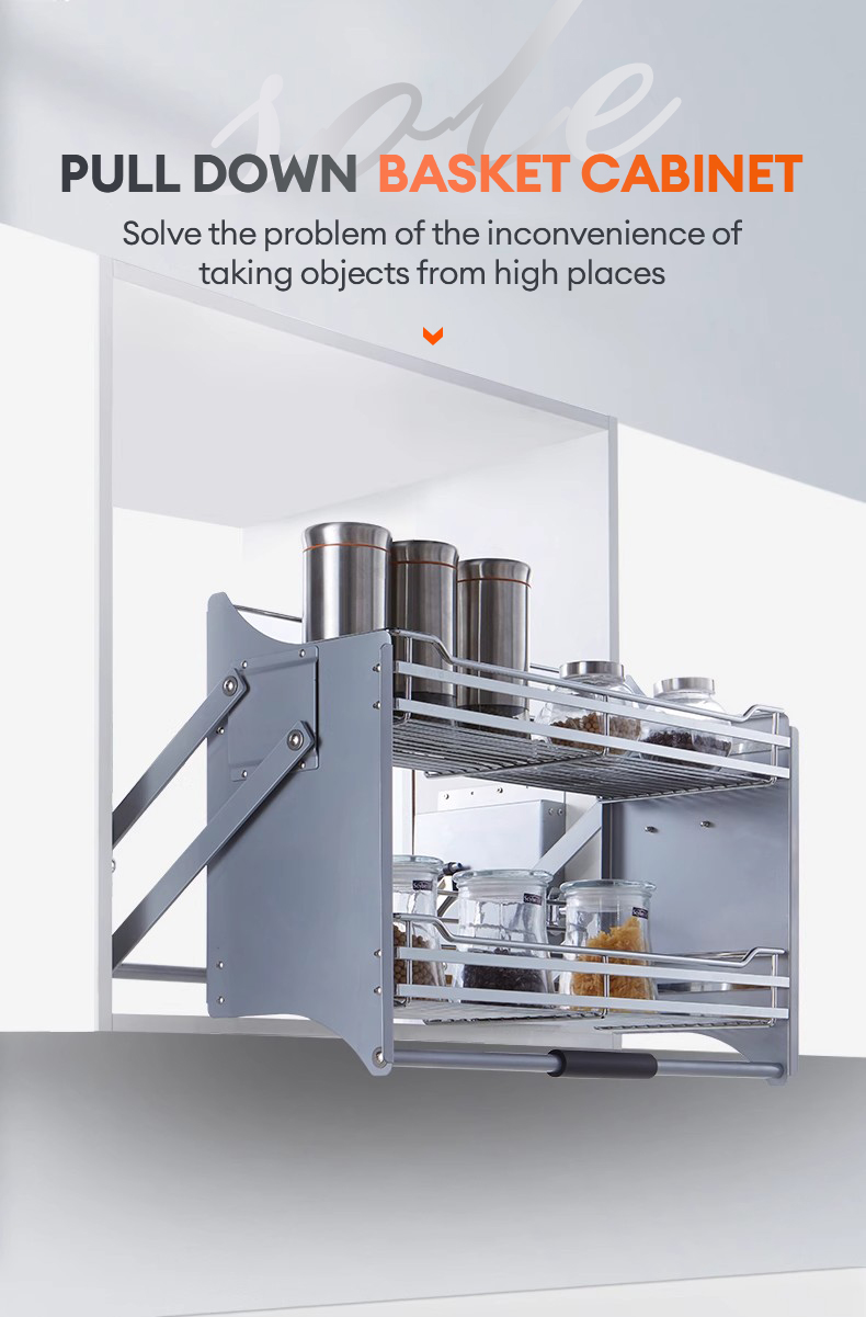 GAA Adjustable Pull Out Basket Pull Down Dish Rack Pull Wall Cupboard Lift Kitchen Upper Cabinet ...