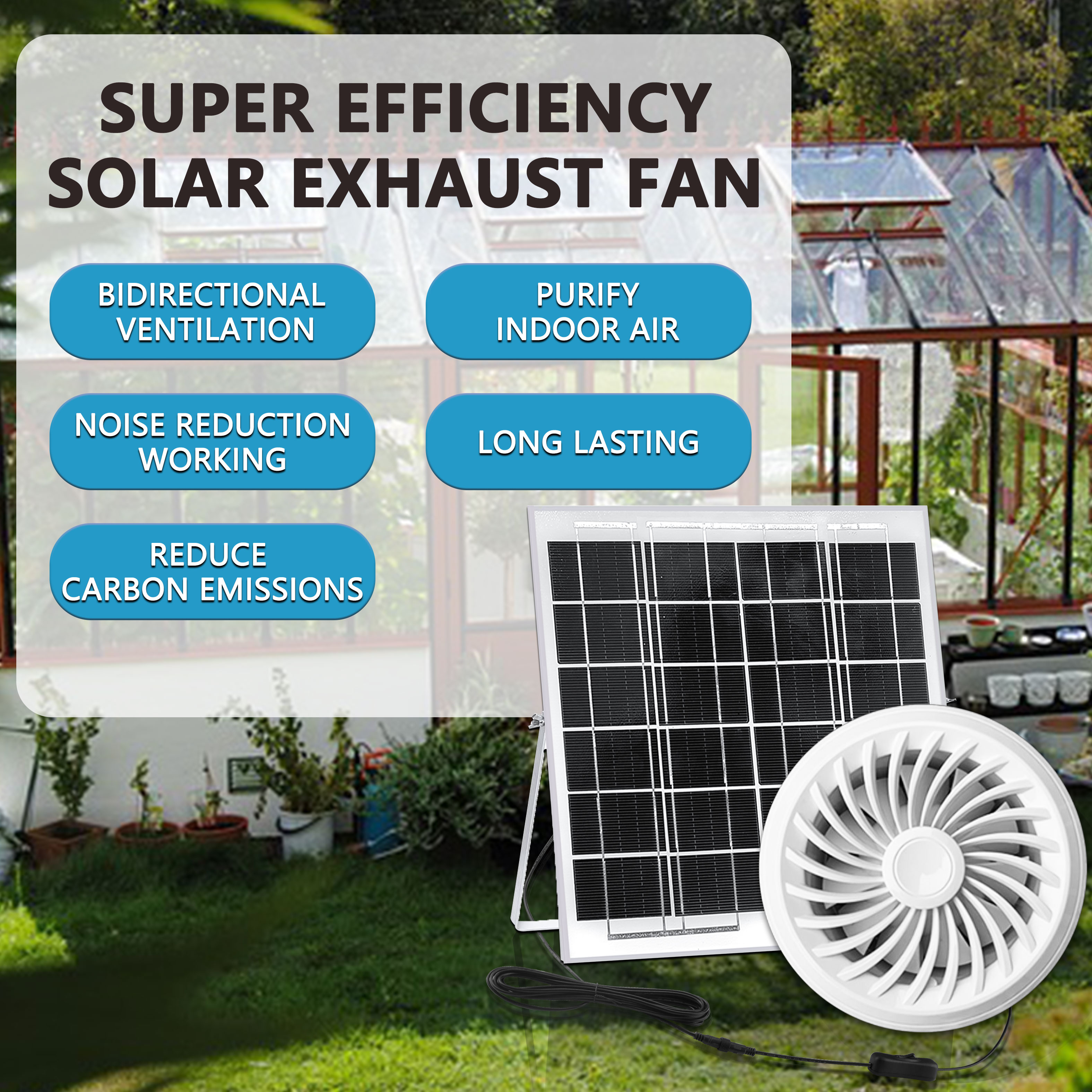 6w 8W Solar Panel+4/6 Inch High-Speed Ventilation Exhaust Fan, IP67 ...