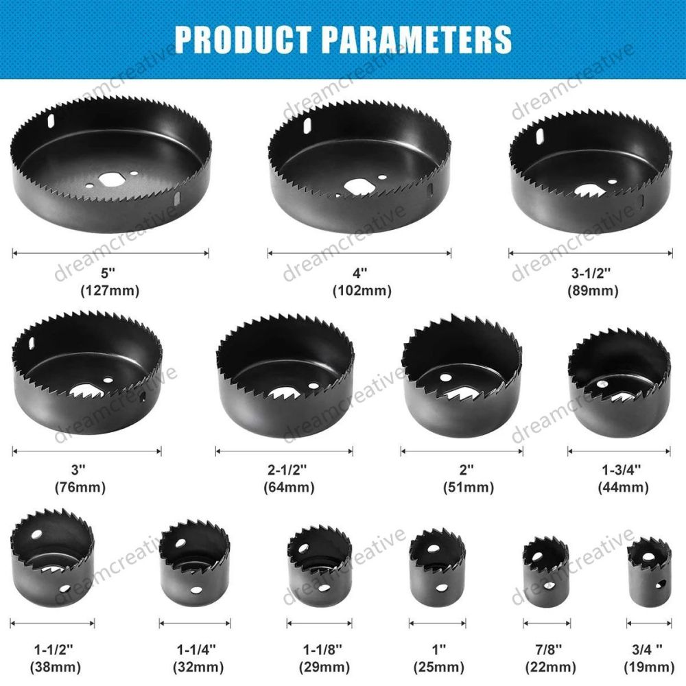 16PCS 6PC Hole Saw Bit Cutting Set Kit drill bit carbon steel 19-127mm ...