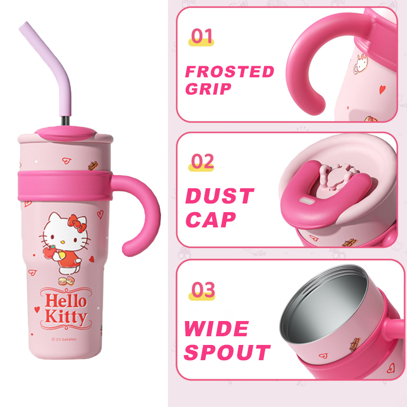 Stainless Steel Ice Cup With Portable Handle Thermos Bottle Cute Kuromi ...