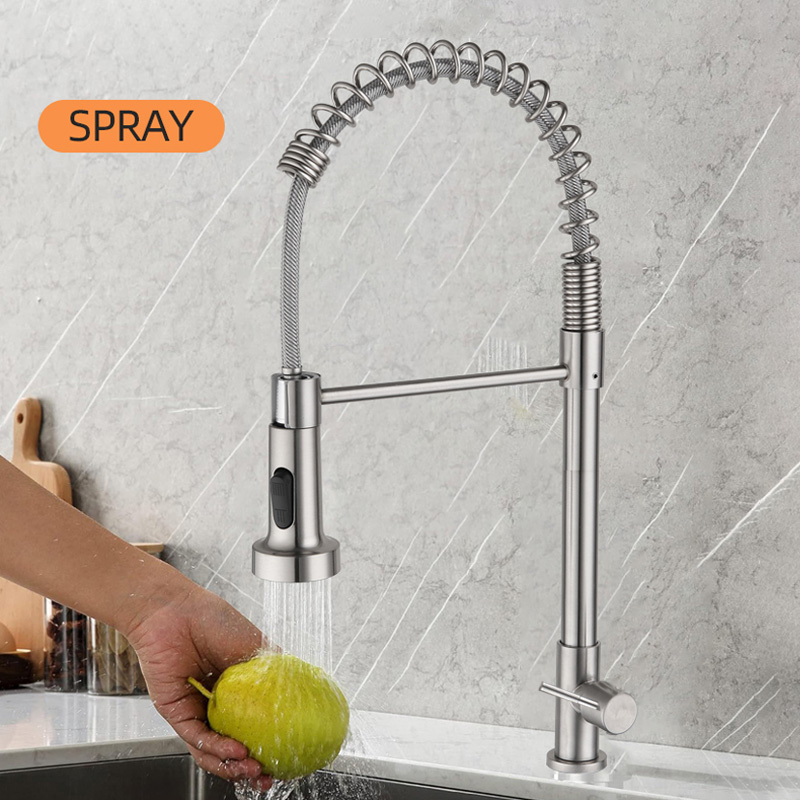 baokemo 304 Stainless Steel Kitchen Faucet Spring Pull Single Cold ...