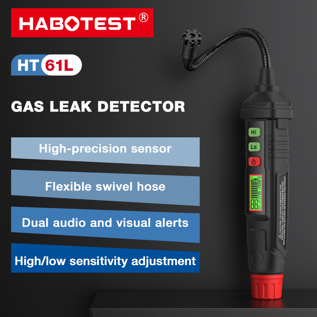 HABOTEST HT61L Mini Gas Leak Detector Combustible Gas Detector With ...