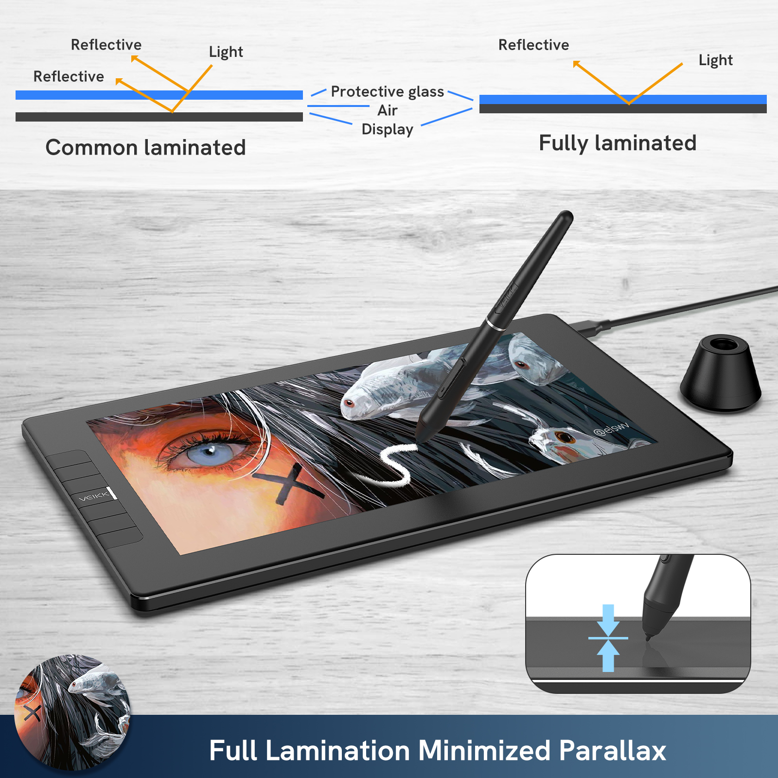 Veikk VK1200v2 Pen Display 11.6 Inch 8192 Levels Drawing Monitor With ...