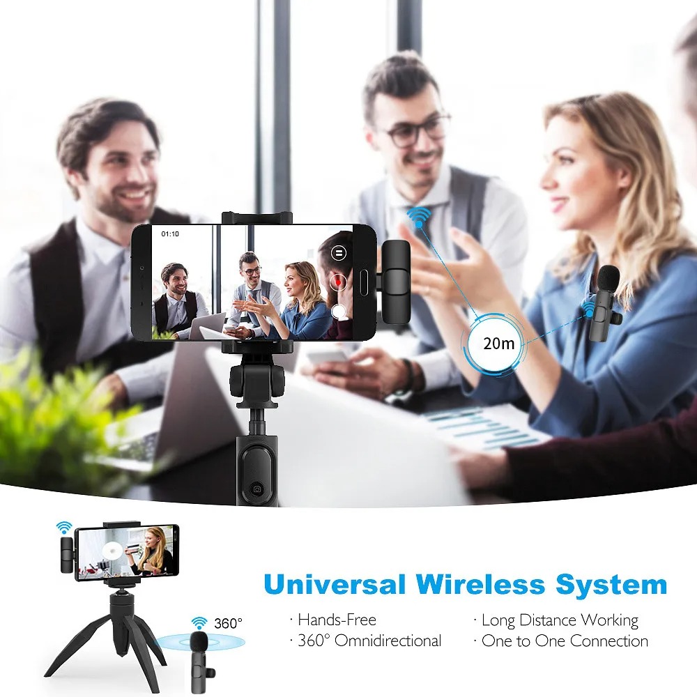 Vlog Wireless Lavalier Microphone TypeC Noise Reducing Dual Mic for ...