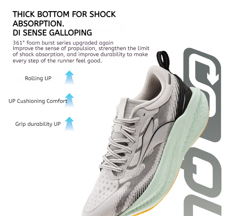 361 Degrees Popblaze 4.0 Men Running Shoes Mesh Breathable Shock ...