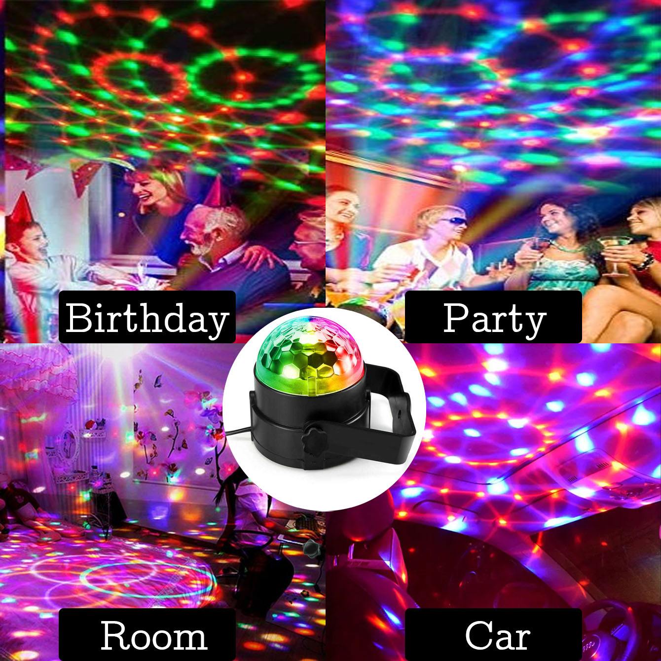 Disco Dancing Party DJ Lights, Party Lights Voice Control RGB Stage ...
