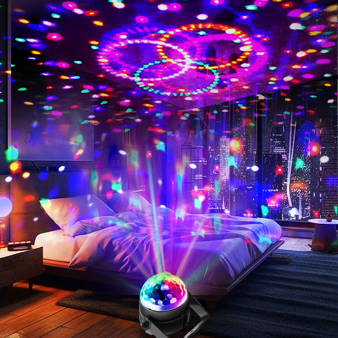 Disco Dancing Party DJ Lights, Party Lights Voice Control RGB Stage ...