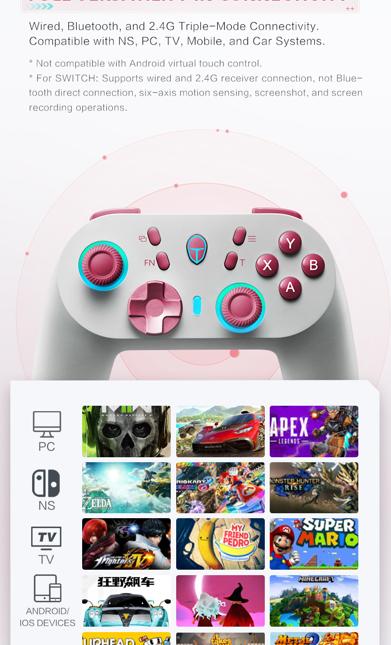 Thunderobot G45 Xbox-like Gaming Controller, Tri-mode Wired 2.4G ...