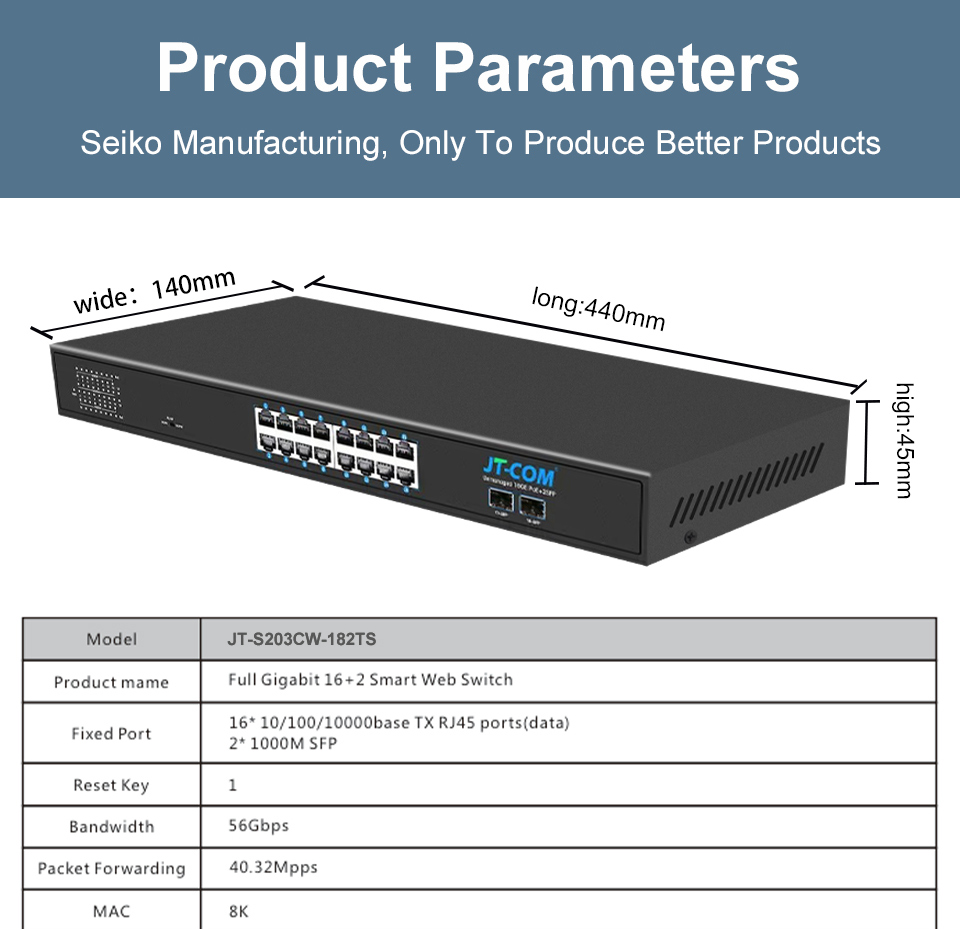 JT-COM 16-Port Network Switch Gigabit Ethernet 1000Mbps High ...