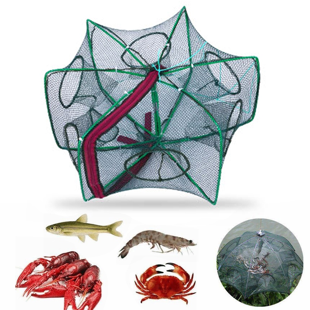 6/8/10/12/16 Holes Folded Portable Hexagon Fishing Net Crayfish Fish ...