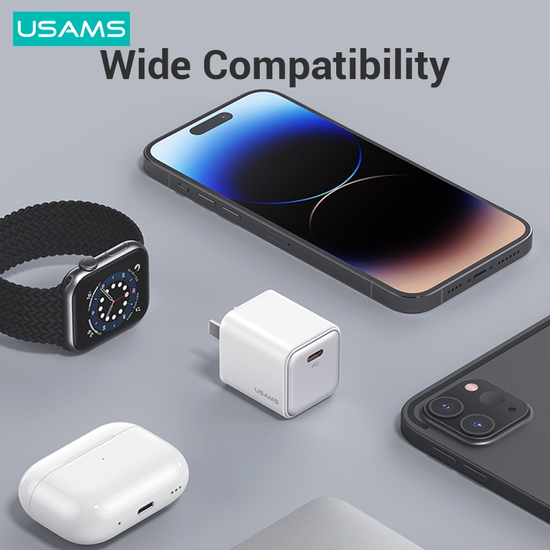 USAMS 30W Fast Charger USB C PD 3.0 Mini Wall Quick Charging Type C Power Adapter Compatible for ...