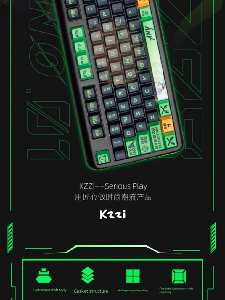 KZZI Z98 mechanical wireless keyboard, Three modes link, customized axis, GASKET structure, RGB ...