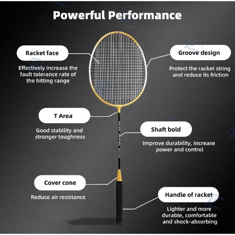 2PCS Badminton Racket Set Ultra Light Durable Beginners Student Sports ...