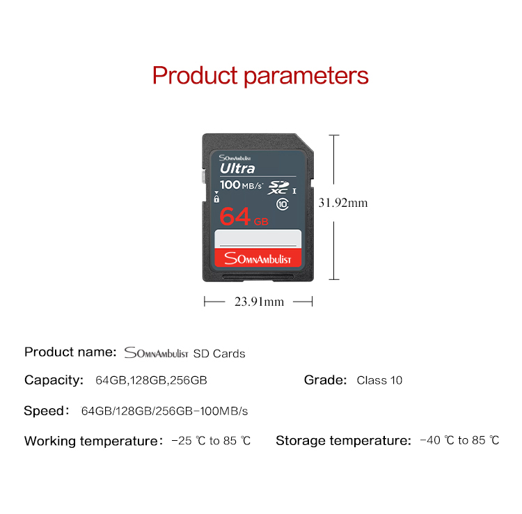 Class 10 High-Speed SD Memory Card-32GB, 64GB, 128GB Waterproof SD Card ...