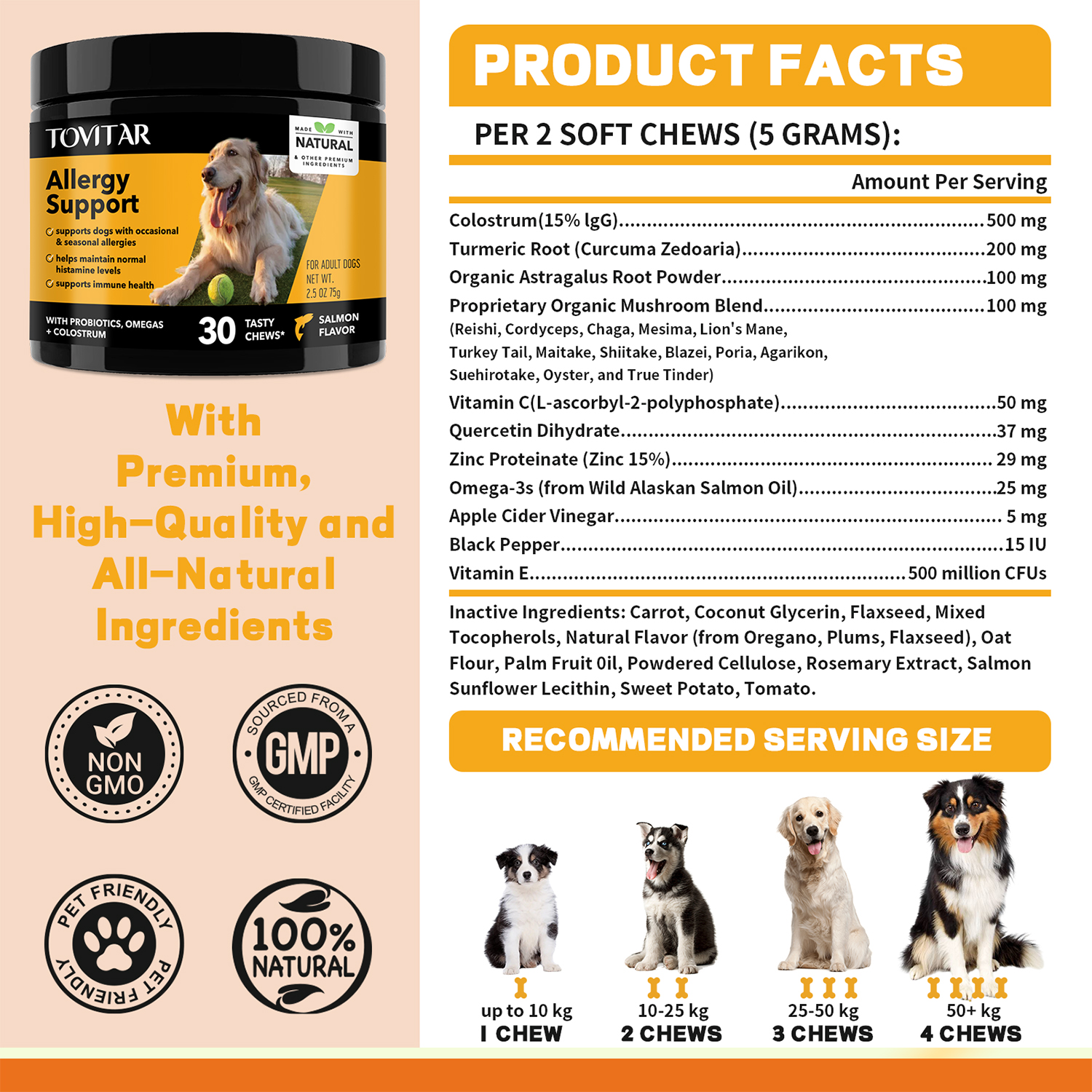 Tovitar® Allergy Immune Bites for Dogs for Immune System, All Ages dog ...