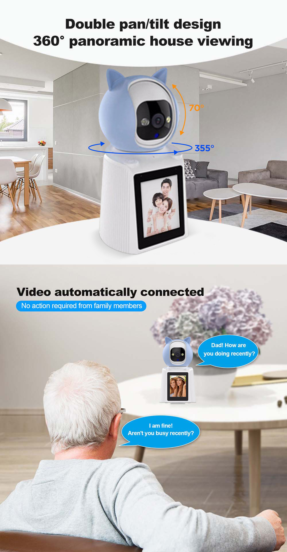 V380 PRO Q28 Video Calling Smart Camera CCTV with LCD Screen Video Call ...