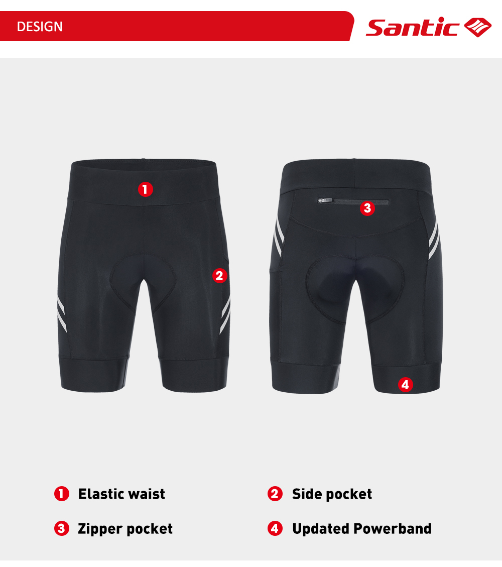 Santic Men's Cycling Shorts Riding 1/2 Short Pants Sport 4D Padded ...