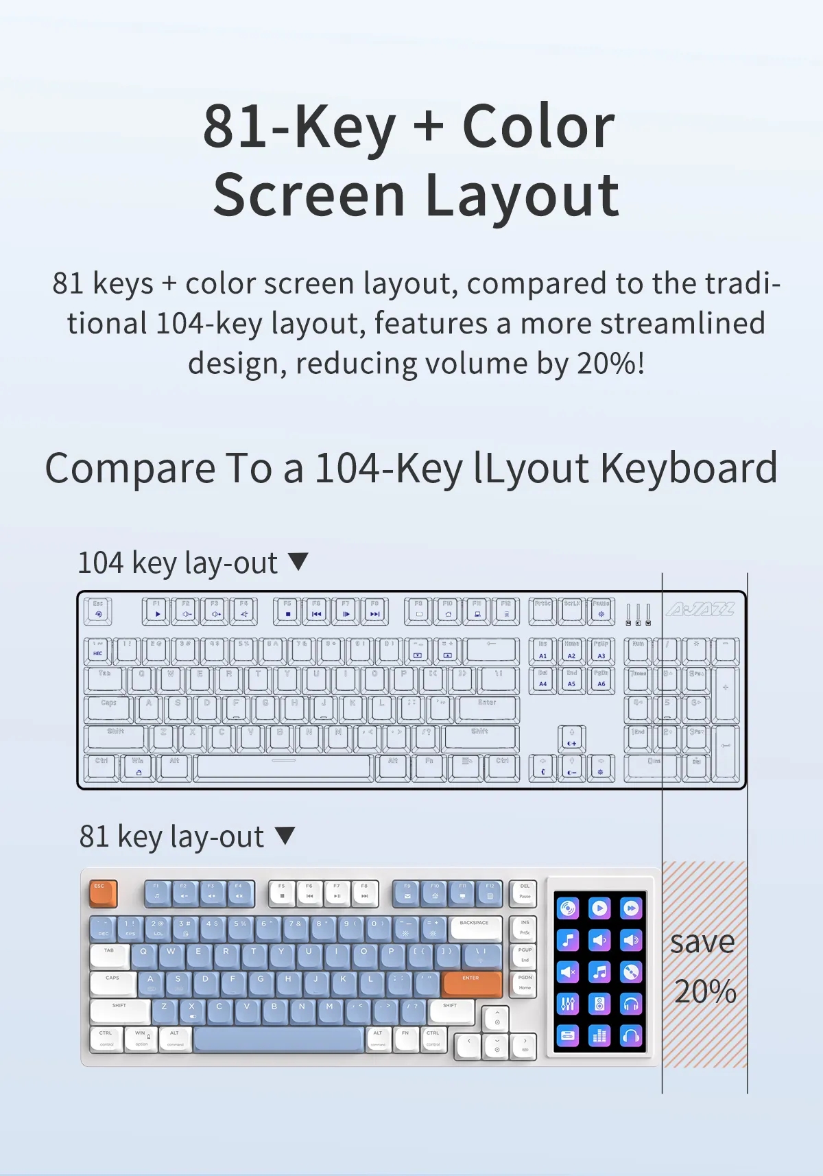 【Available in stock】AJAZZ AKP815 Mechanical Keyboard Wired RGB Touch ...