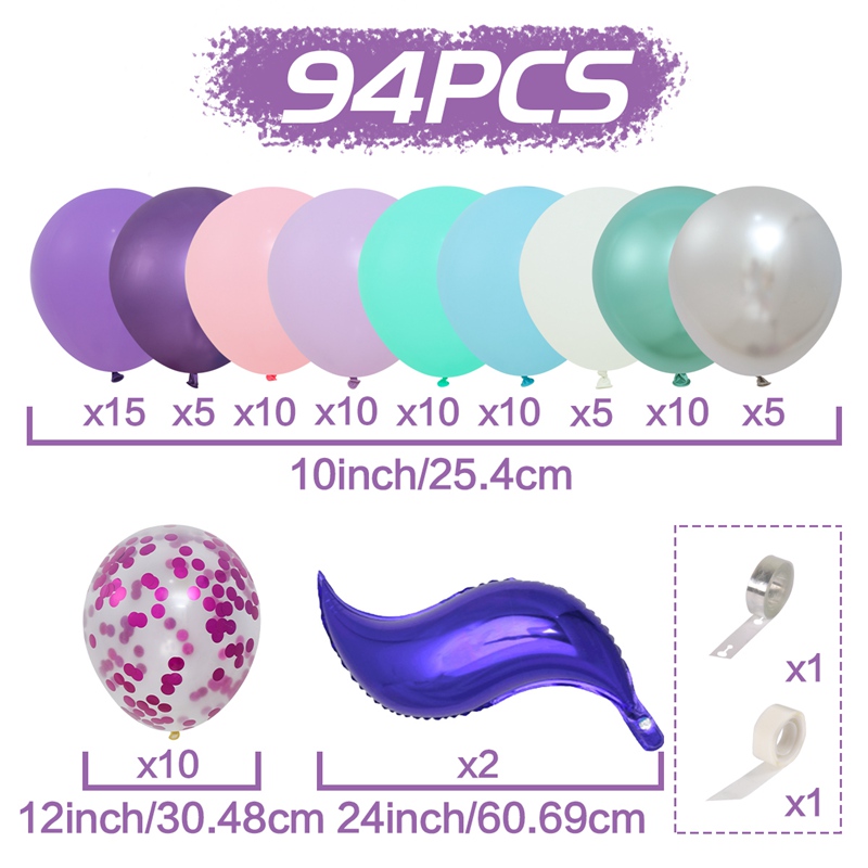 94pcs Mermaid Theme Balloon Garland Kit Arch Set Party Decoration ...