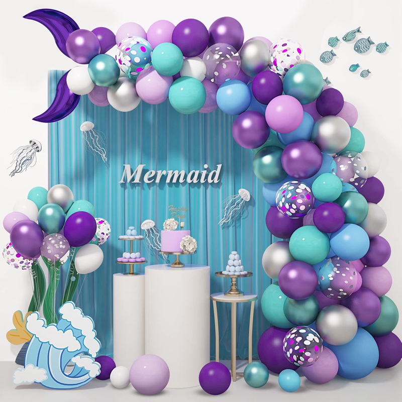 94pcs Mermaid Theme Balloon Garland Arch Set Birthday Party Decoration ...