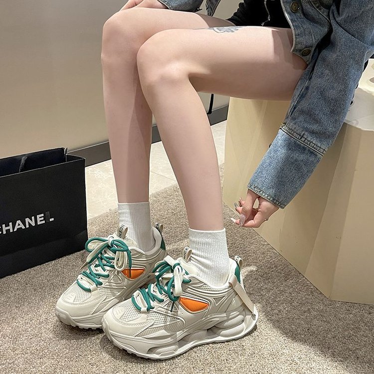 Thick soles, increased height, lightweight dad shoes, new summer mesh ...