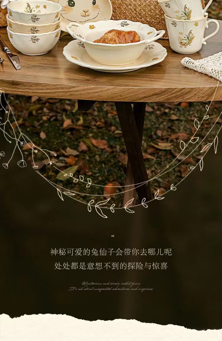Jasmine Preferred Forest Rabbit Luna Ceramic Tableware Noodle Bowl Rice ...