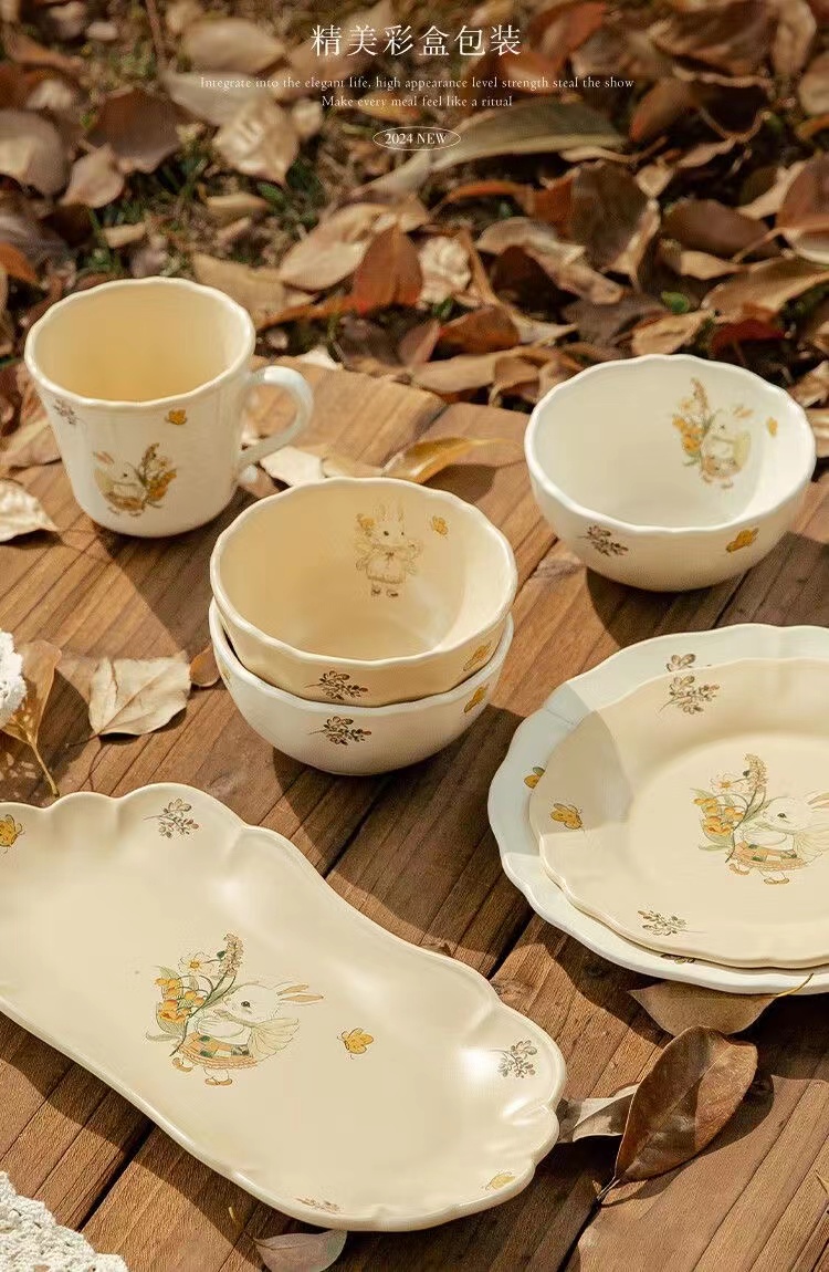 Jasmine Preferred Forest Rabbit Luna Ceramic Tableware Noodle Bowl Rice ...
