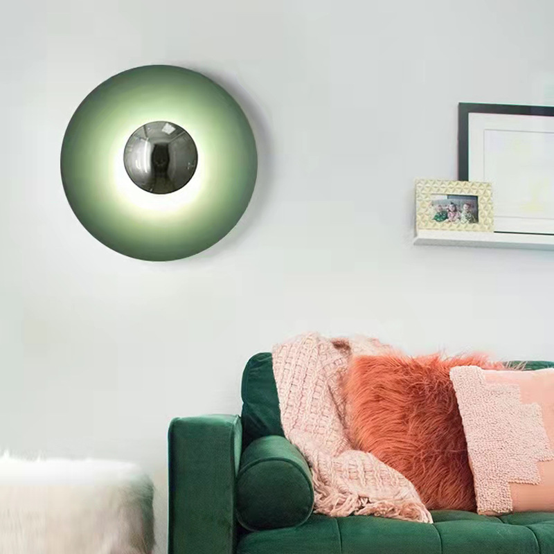 Nordic Round Flying Saucer Color Wall Light Bedroom Bedside Sconce Led ...