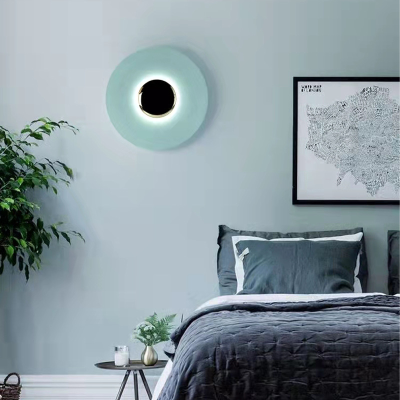 Nordic Round Flying Saucer Color Wall Light Bedroom Bedside Sconce Led ...