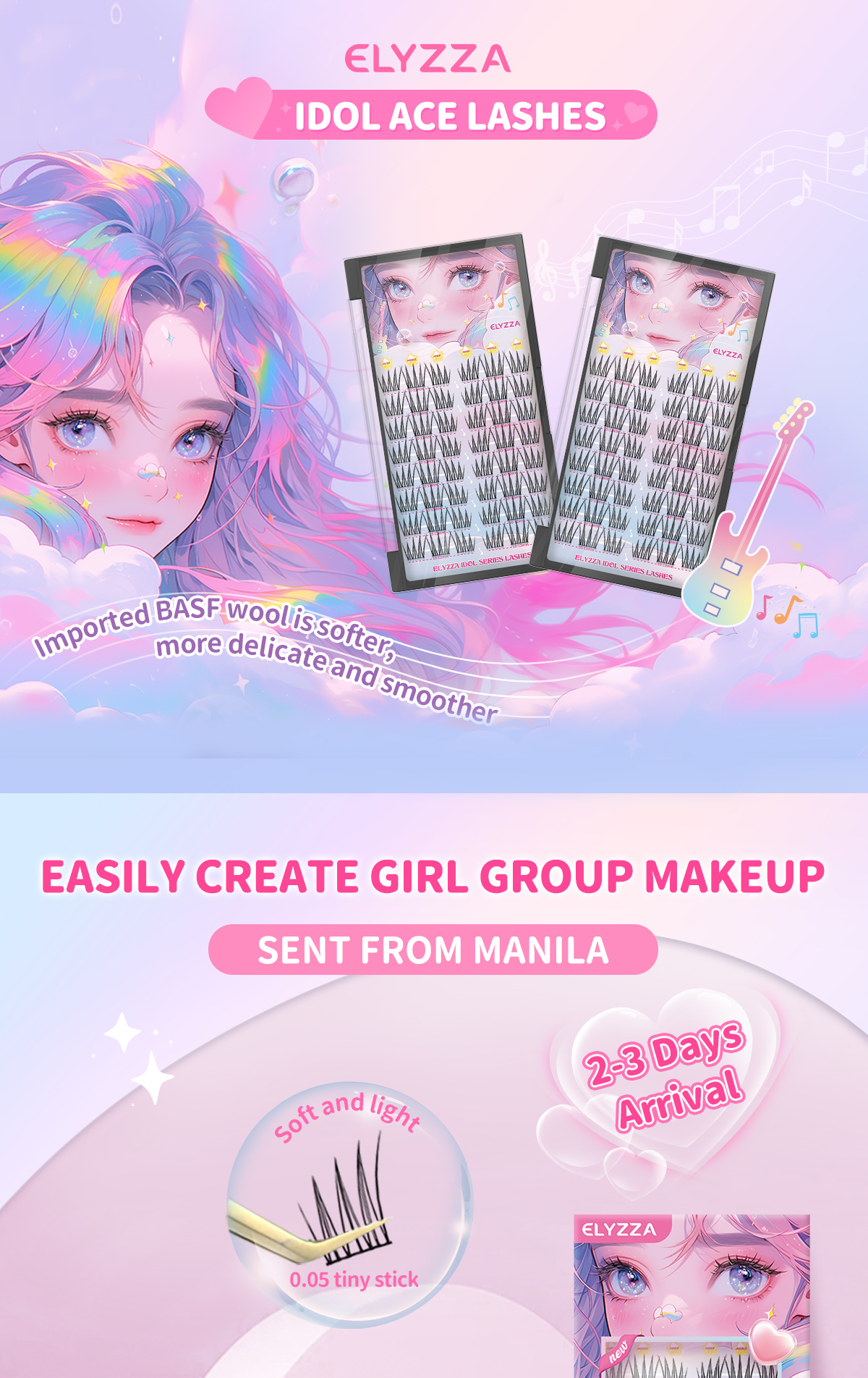 Elyzza Idol Ace DIY Eyelash Extension 2-3 Days Arrival 10-12mm C+ Curl ...