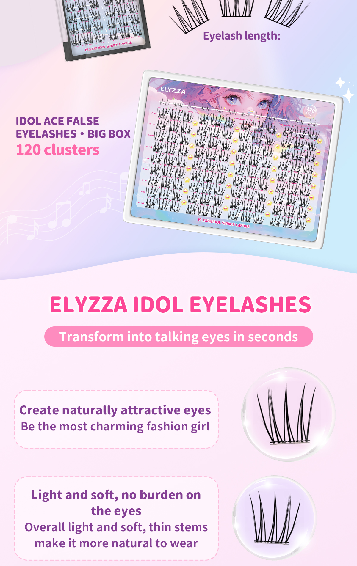 Elyzza Idol Ace DIY Eyelash Extension 2-3 Days Arrival 10-12mm C+ Curl ...