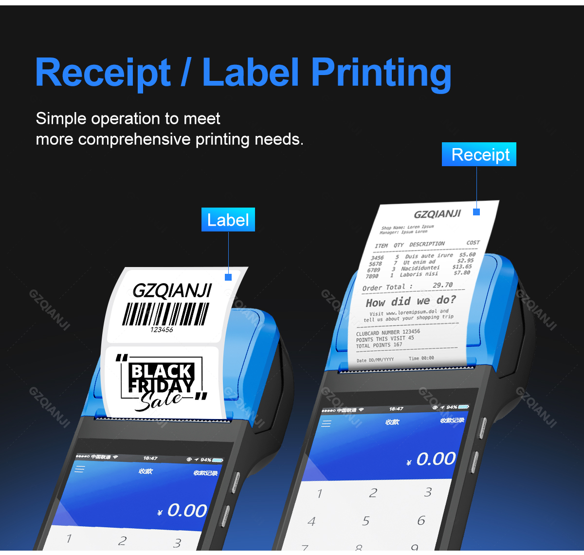 Android PDA NFC POS Receipt Bill Thermal Wifi Bluetooth Mobile Printer ...