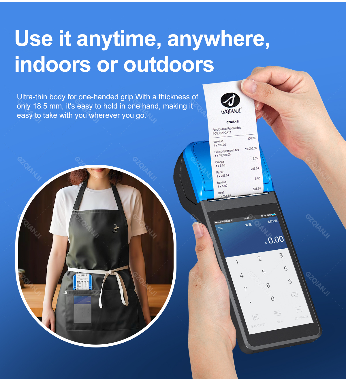 Android PDA NFC POS Receipt Bill Thermal Wifi Bluetooth Mobile Printer 58mm Wireless Handheld ...