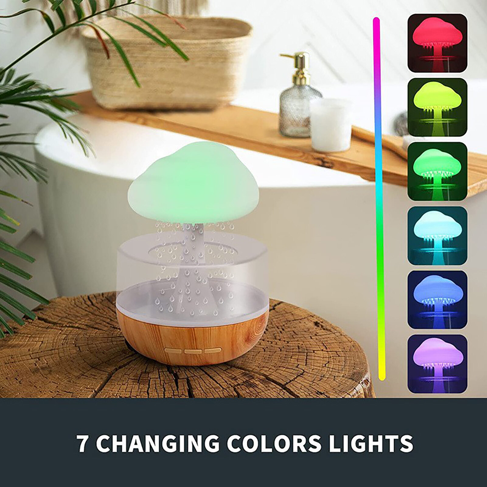 Raindrop Cloud Rain Humidifier LED Colorful Light Mushroom Cloud ...