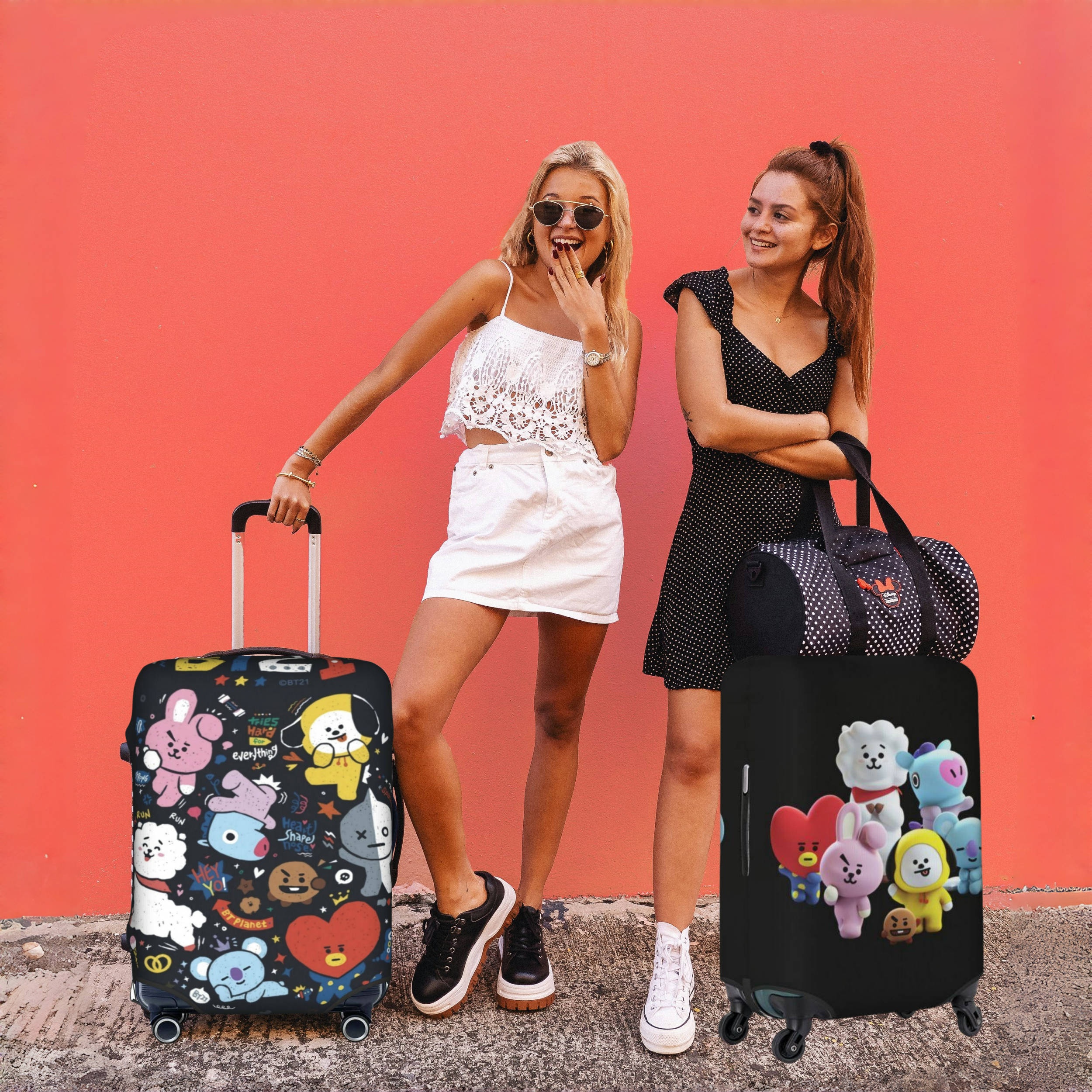 BTS BT21 Thickened Luggage Cover 18/24/28/32 Inch High Elastic Travel ...