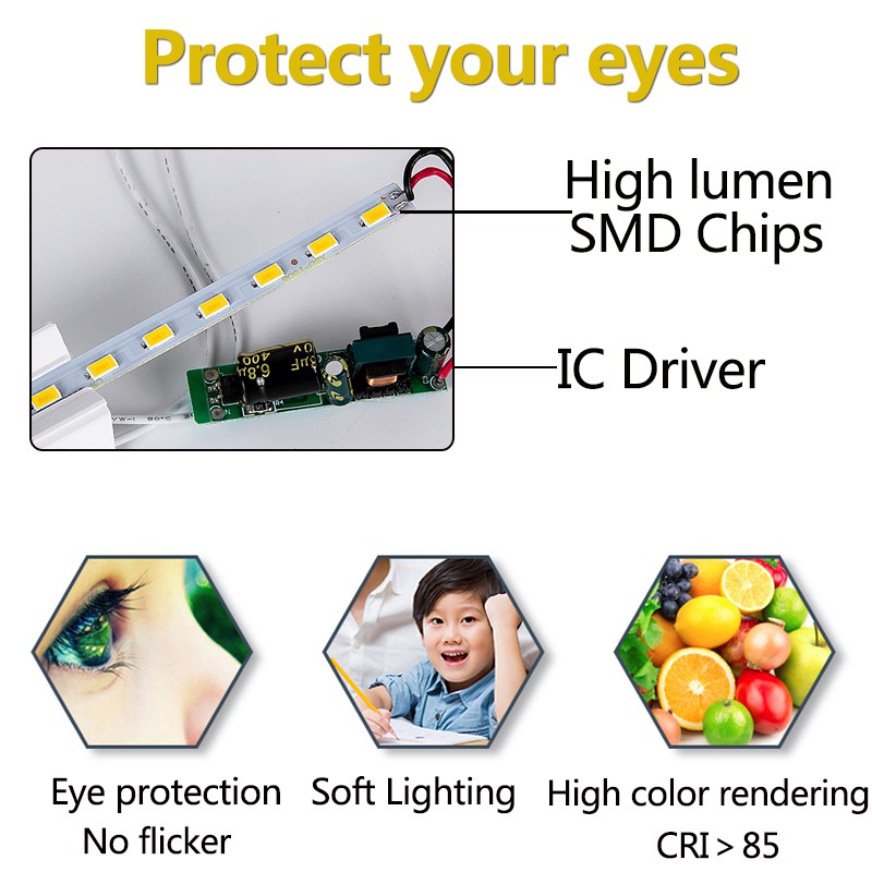 Dimmable 3 colors Tube Light with Remote Led Tube Lights 10W 20W ...