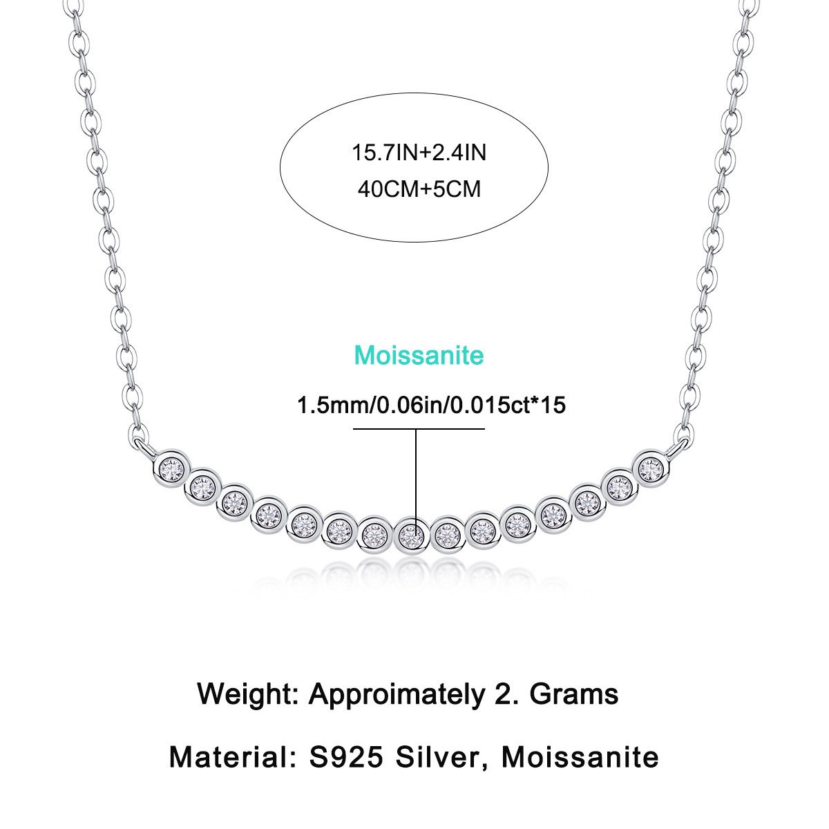 Real Moissanite Diamond D color Smile pendant necklace S925 sterling silver women collarbone ...